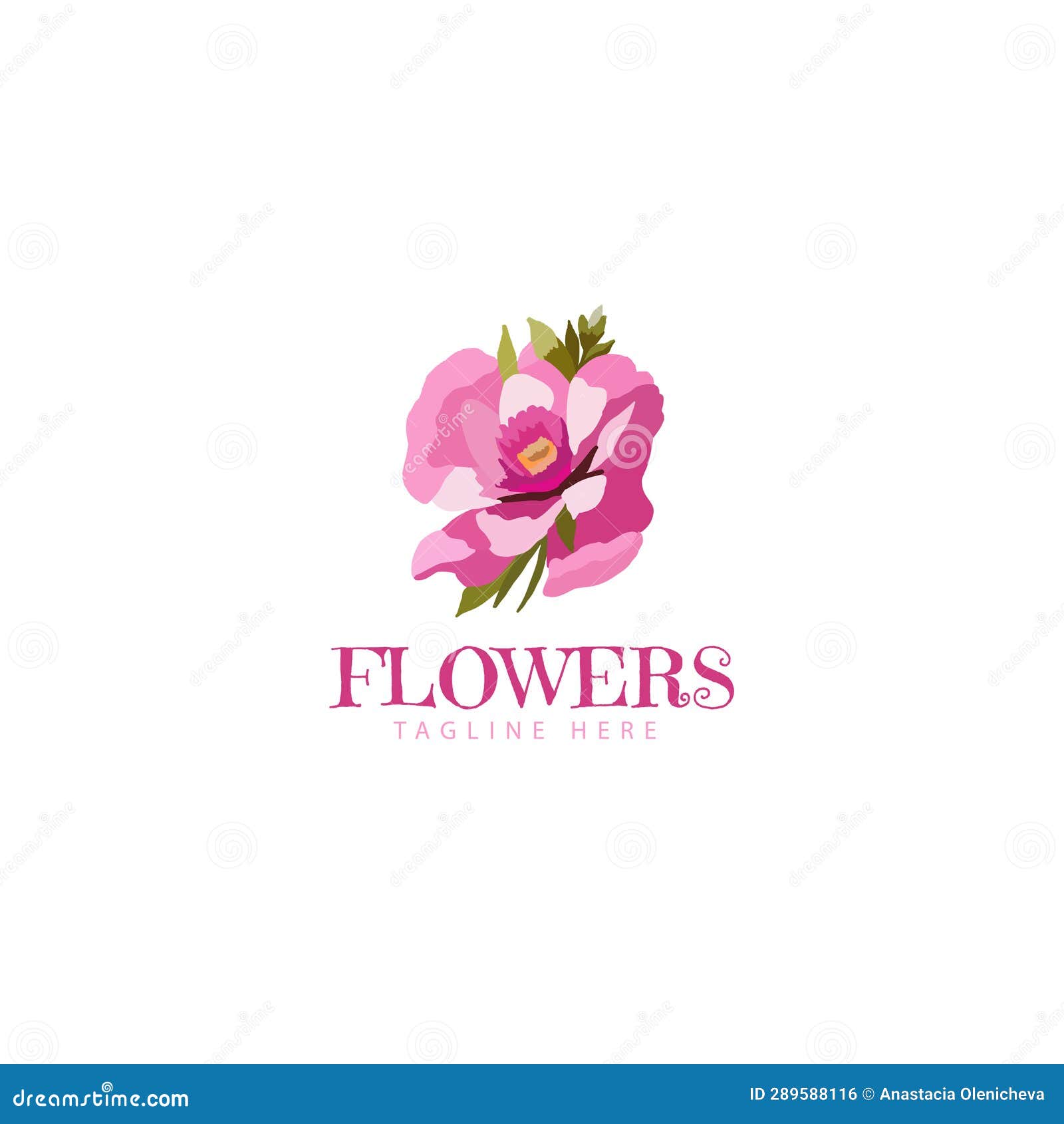 Pink Watercolor Spring Flower Logo Stock Illustration - Illustration of ...