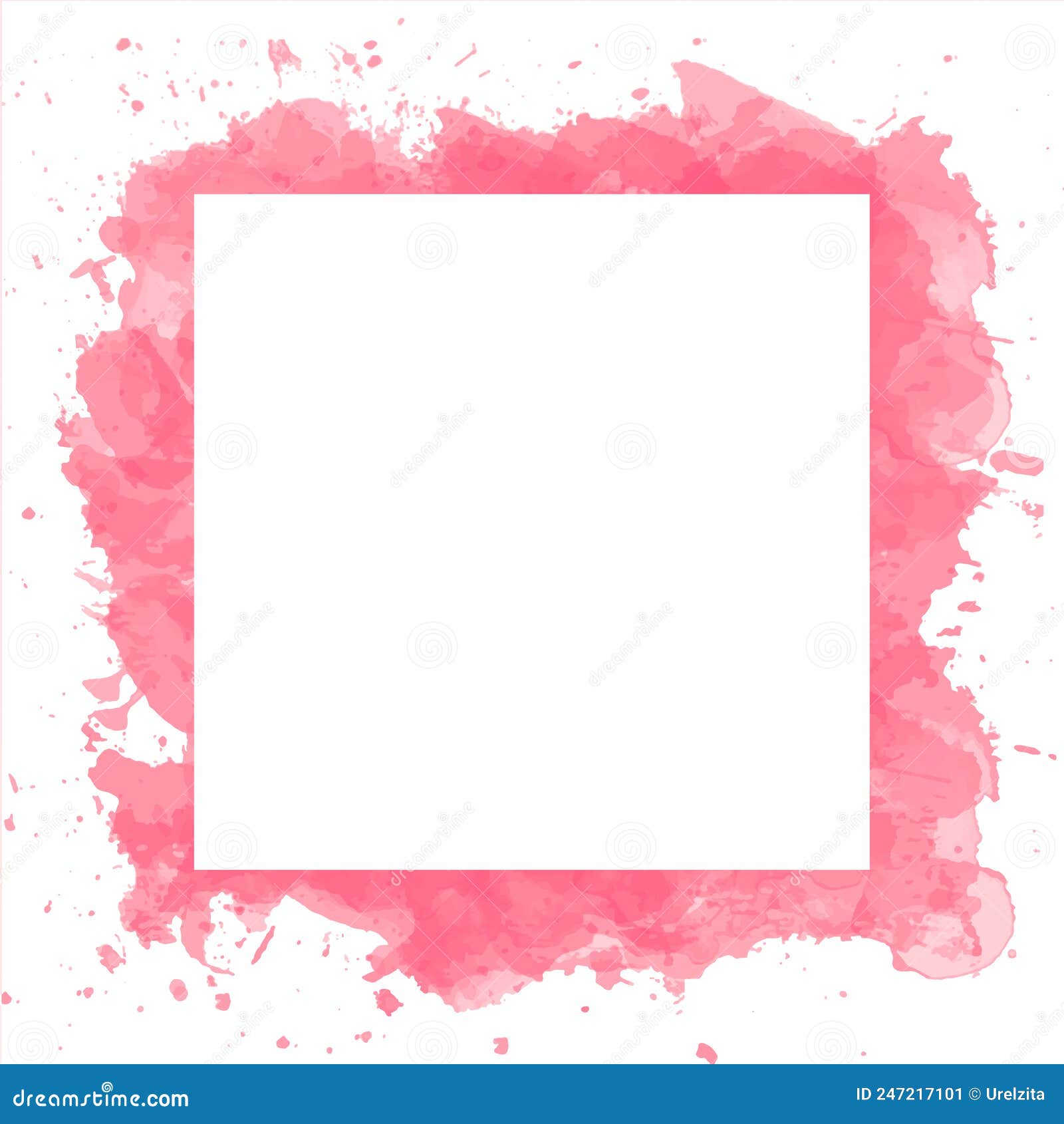Pink Watercolor Square Frame for Pretty Invitation Cards Stock Vector ...