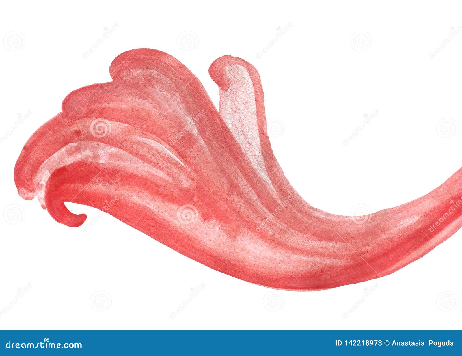 Pink Wave Shaped Floral Plant Element on White Background Stock ...