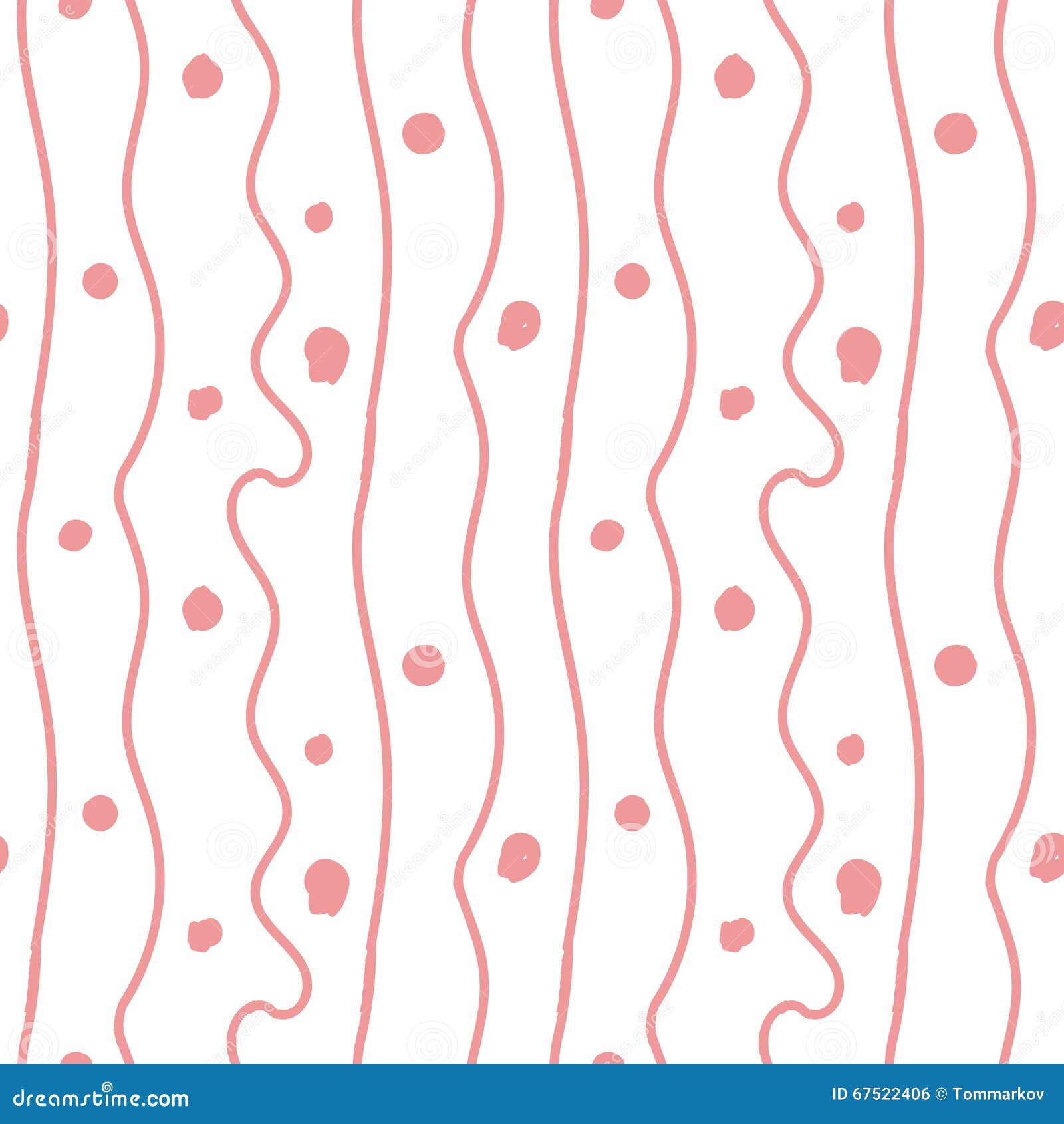 Pink Waves and Dots Simple Seamless Pattern on White Background Stock ...