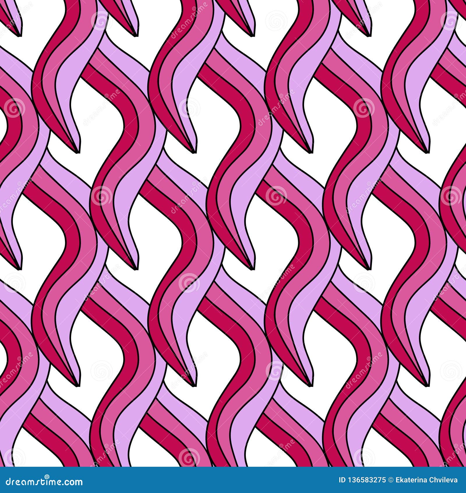 Pink Waves Hand Drawn Seamless Pattern Forwrapping and Wallpapers Stock ...