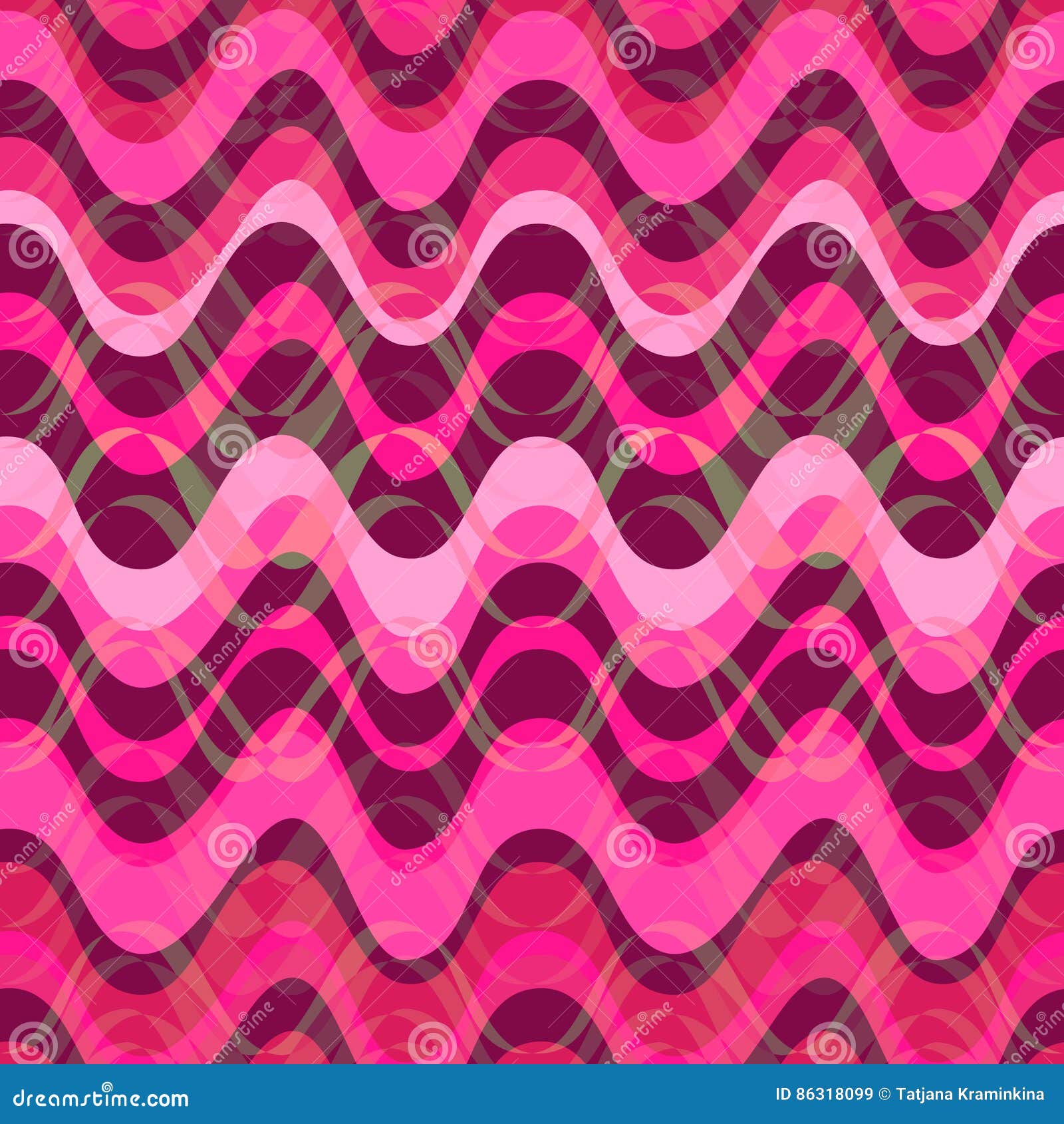 Pink Wavy Stripes Pattern. Horizontal Curvy Lines. Illustration. Stock ...