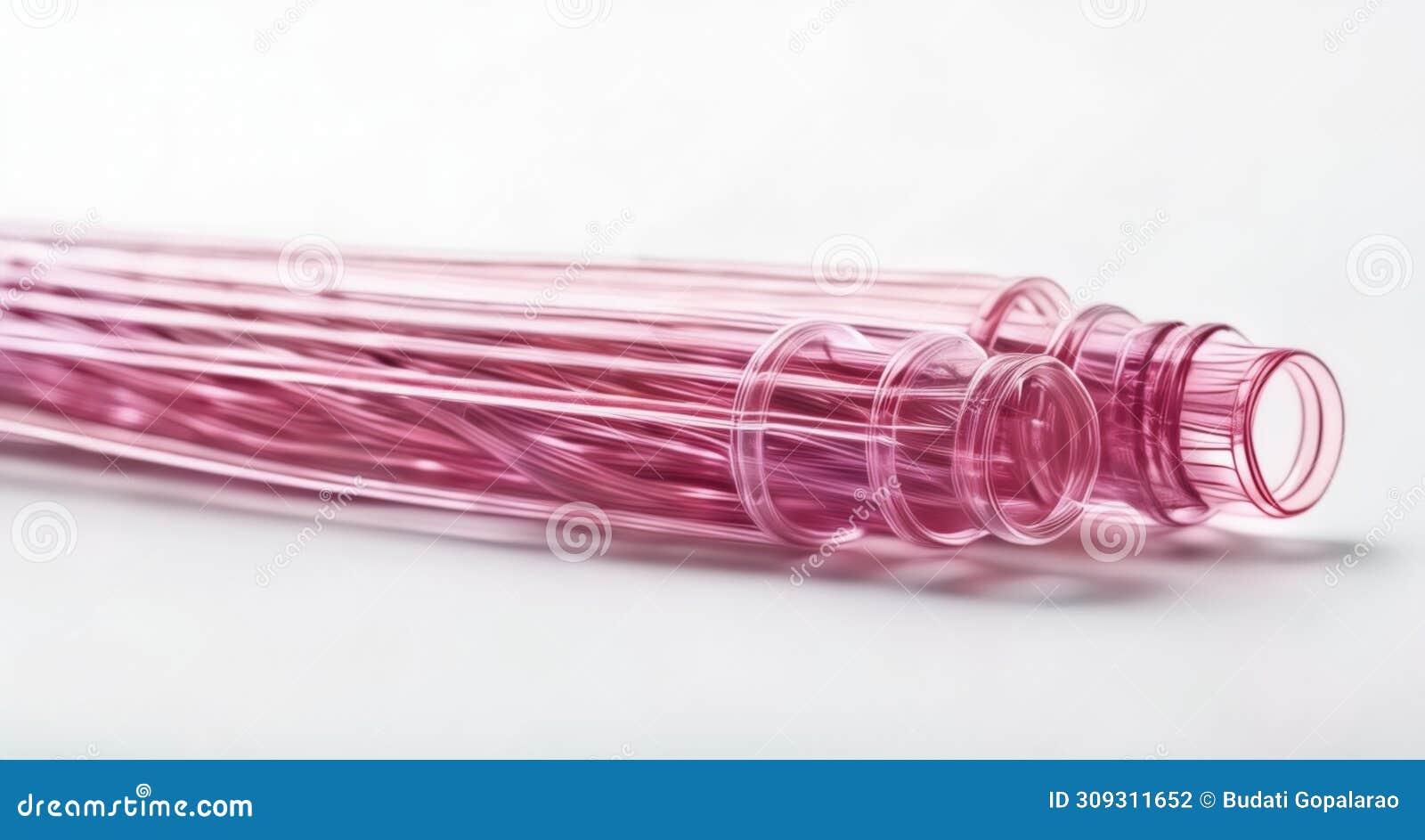 Pink, Wavy, Transparent, Plastic Tubes on a White Background Stock ...