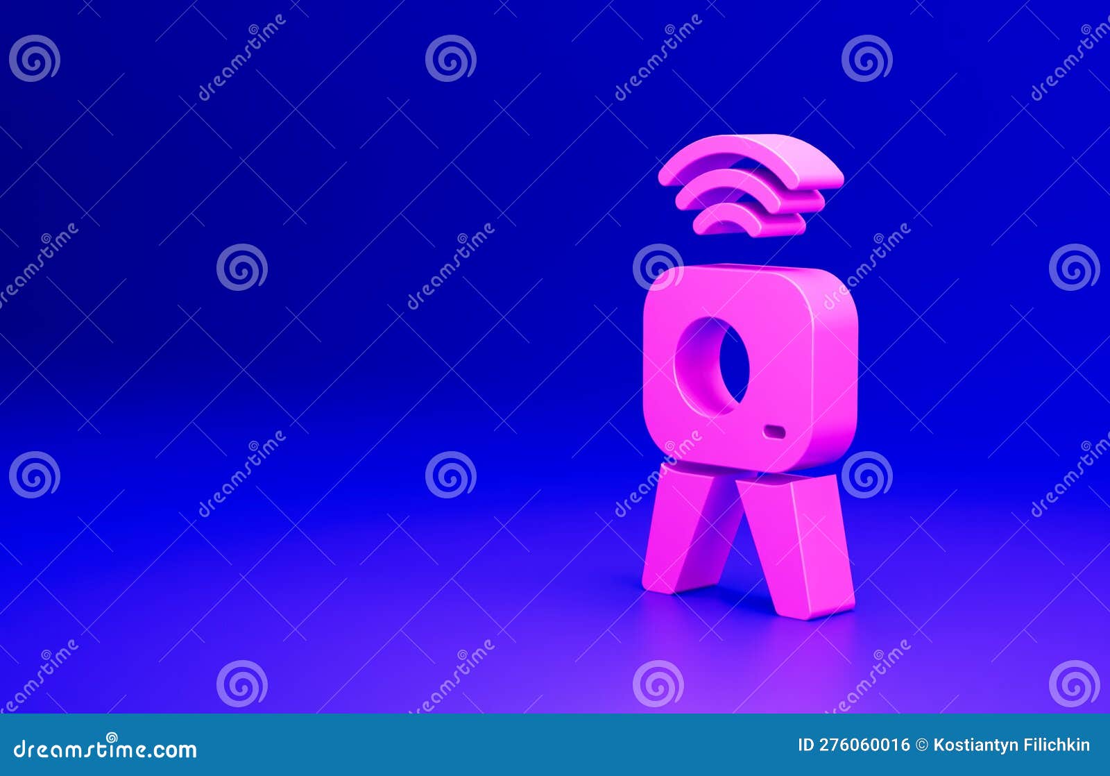 Pink Web Camera Icon Isolated on Blue Background. Chat Camera. Webcam ...