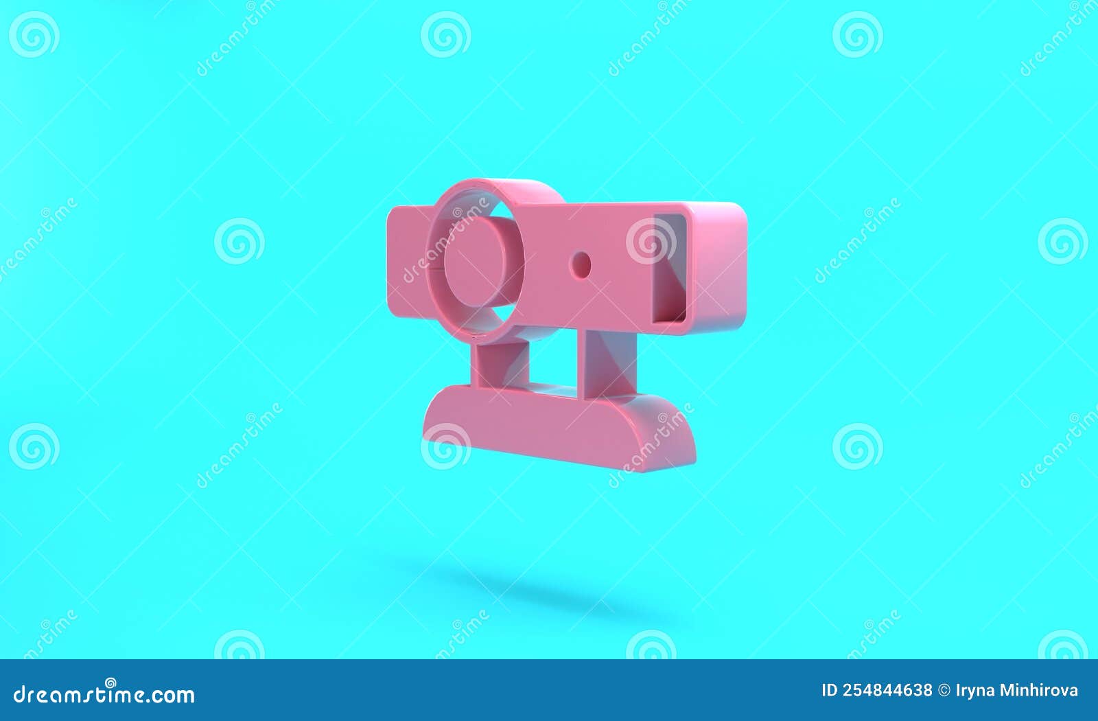 Pink Web Camera Icon Isolated on Turquoise Blue Background. Chat Camera ...