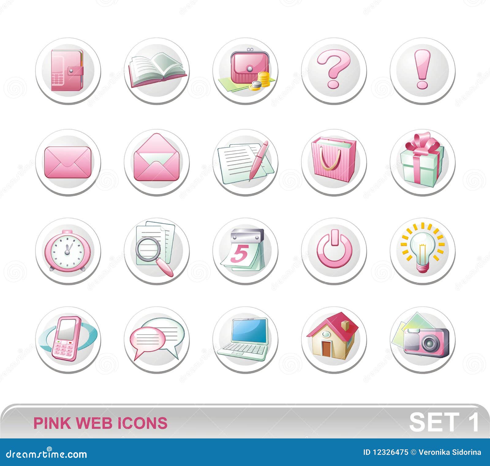 PINK WEB ICONS SET1 stock vector. Illustration of idea - 12326475