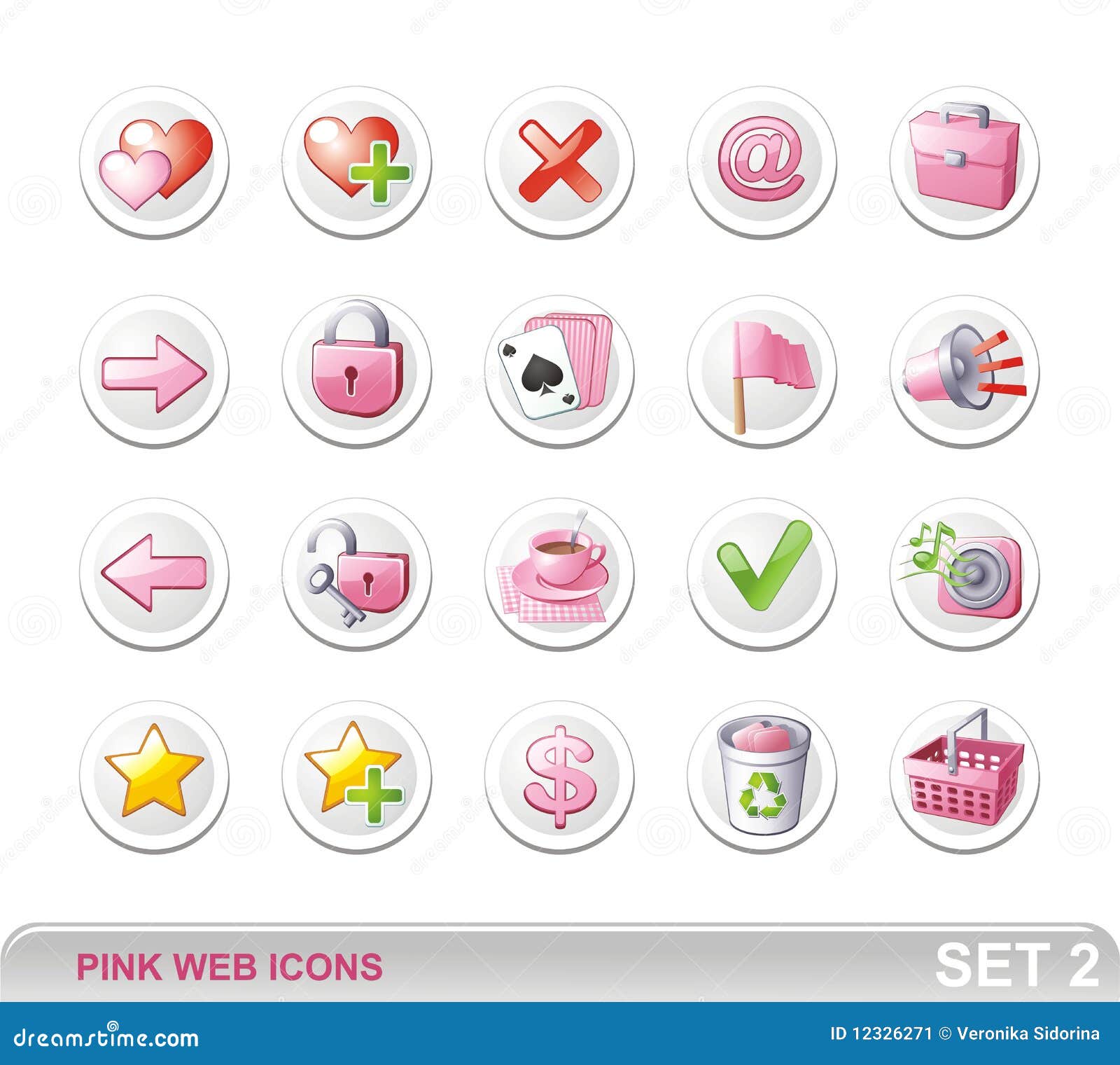 PINK WEB ICONS SET2 stock vector. Illustration of flag - 12326271