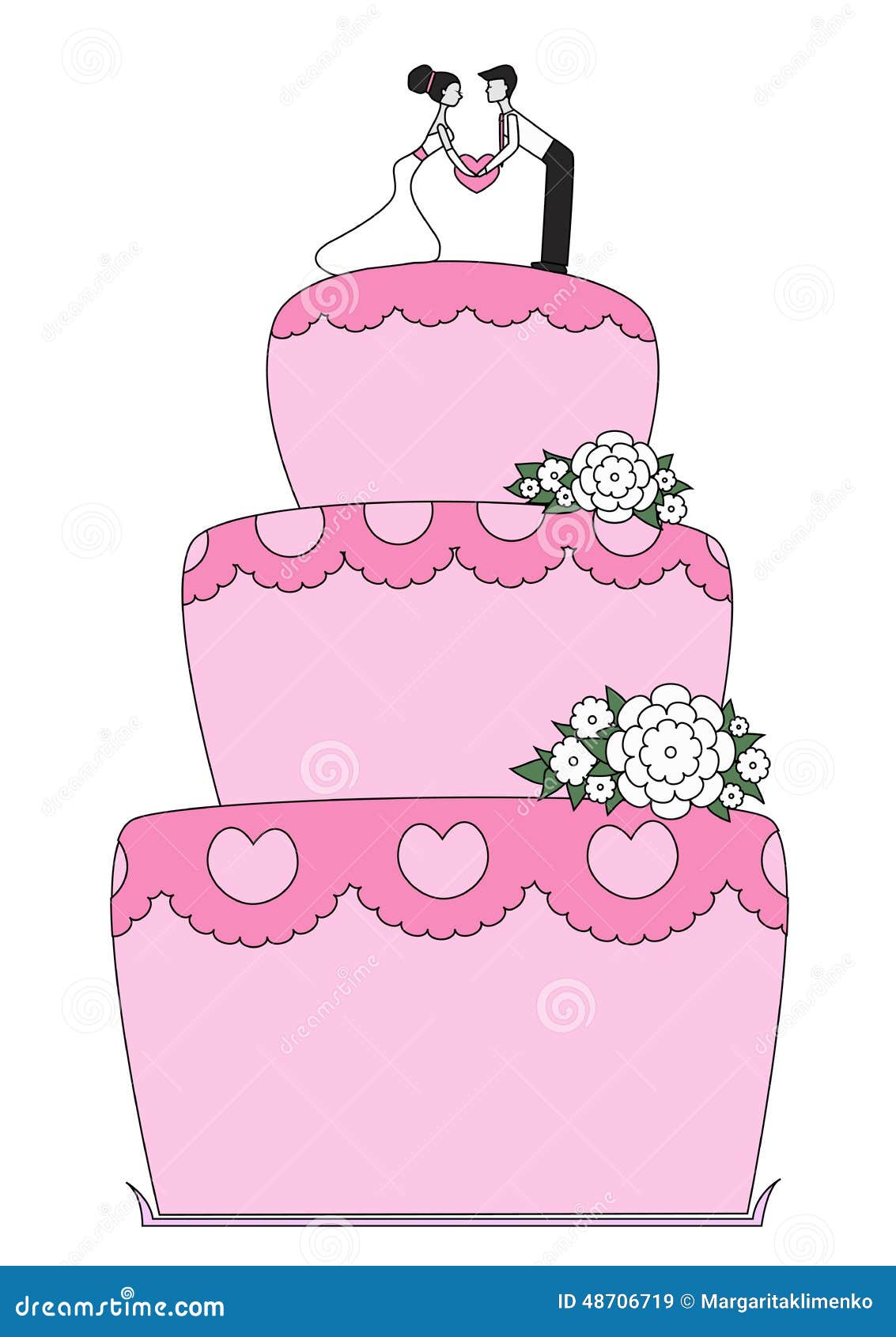 Pink wedding cake stock vector. Illustration of bridegroom - 48706719