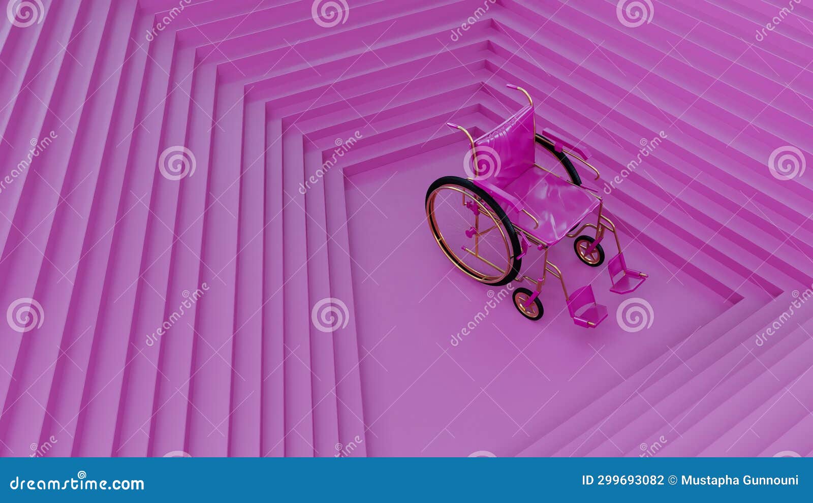 Pink Wheelchair in Front of Colored Stairs. Problems of People with ...