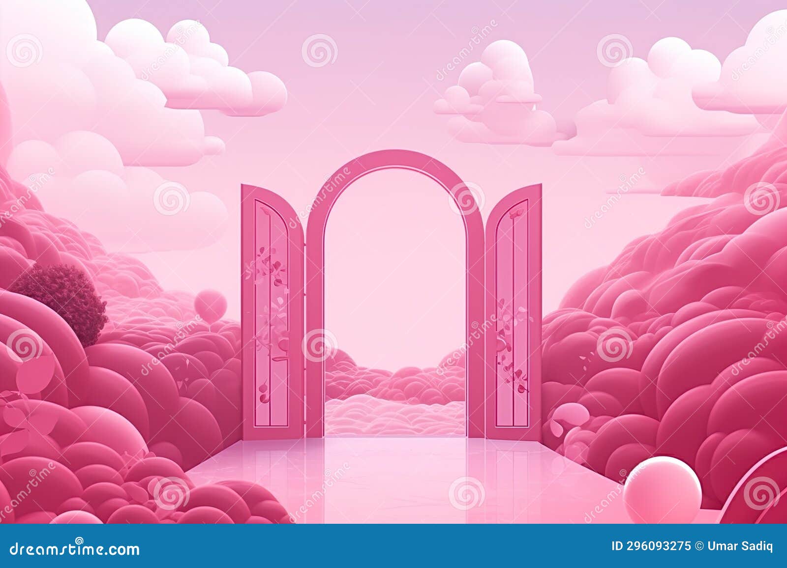 Pink Whimsical Abstract Background, Fantasy World Stock Illustration ...