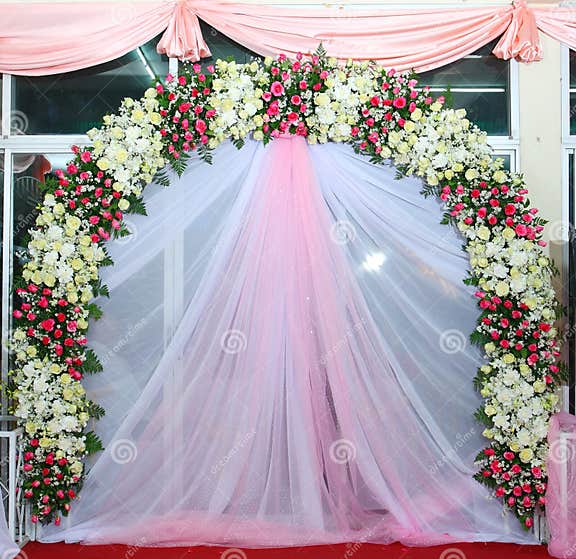 Pink and White Backdrop Flowers Stock Image - Image of marriage ...