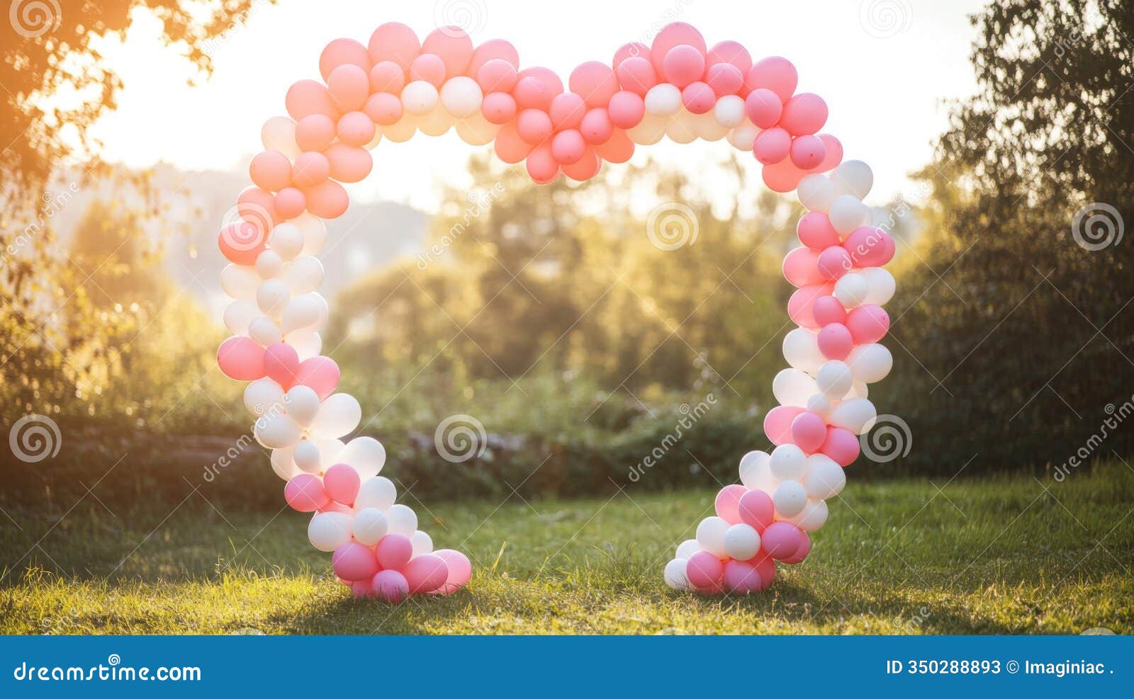 Pink and White Balloon Heart Arch Outdoors Stock Illustration ...