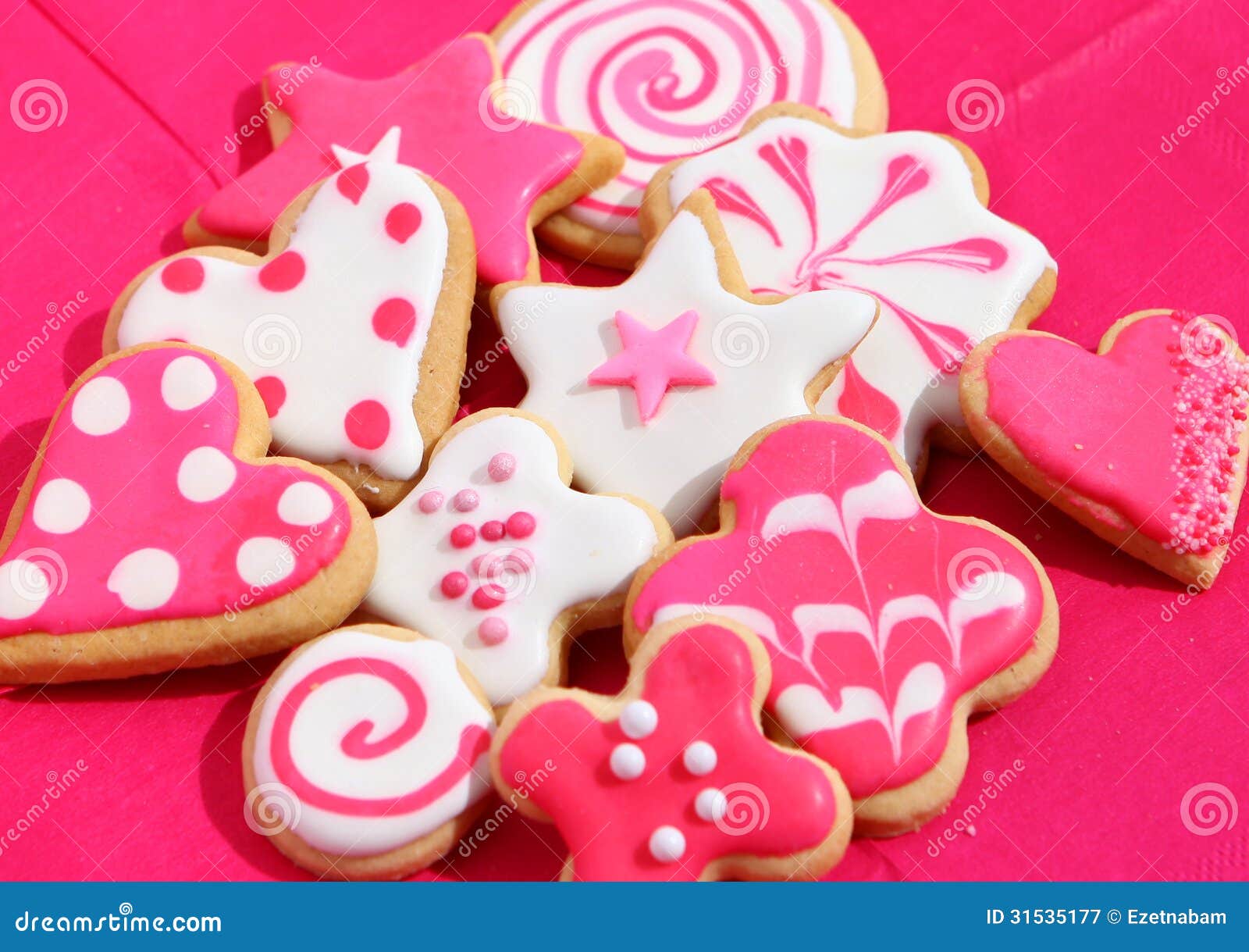 Pink and White Biscuits stock image. Image of party, icing - 31535177