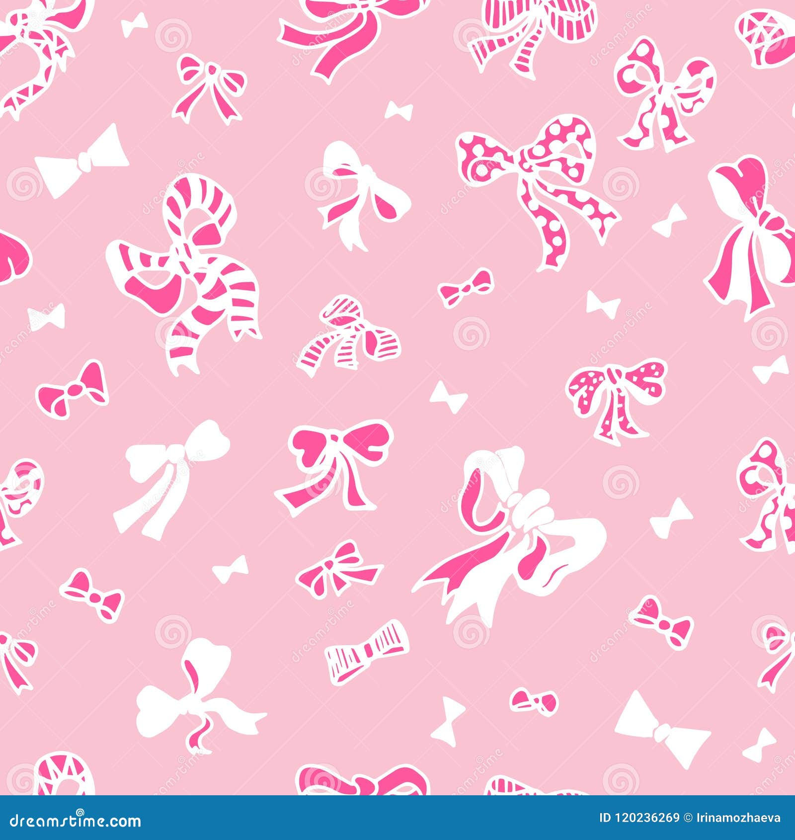 Pink Bows Seamless Vector Pattern. for Surface Patterns Design ...
