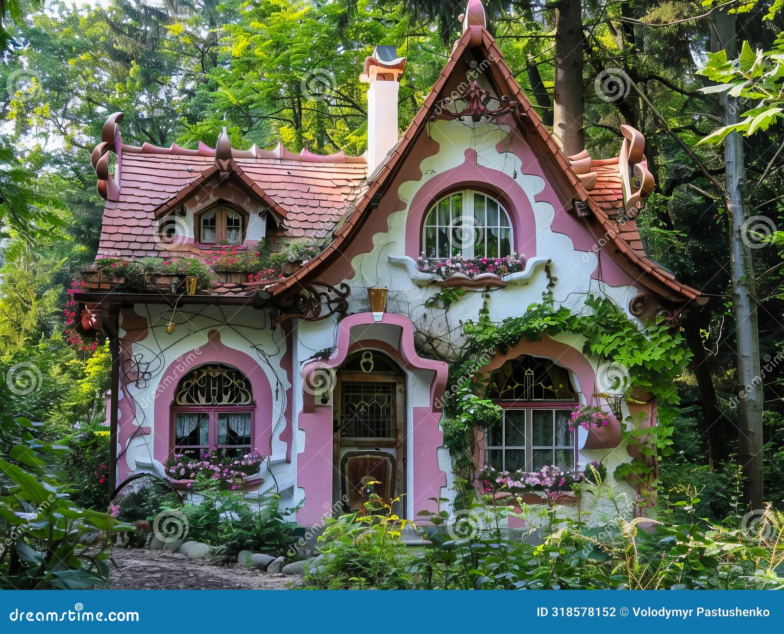 A Pink and White Fairy House in the Woods Stock Photo - Image of dollhouse, historic: 318578152