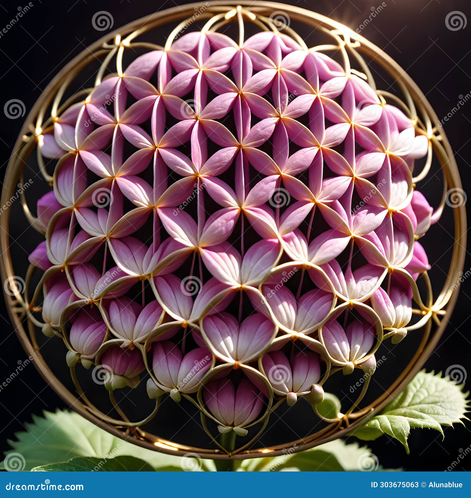 Pink and White Flower Petals in a Circular Flower of Life Shape. Stock ...