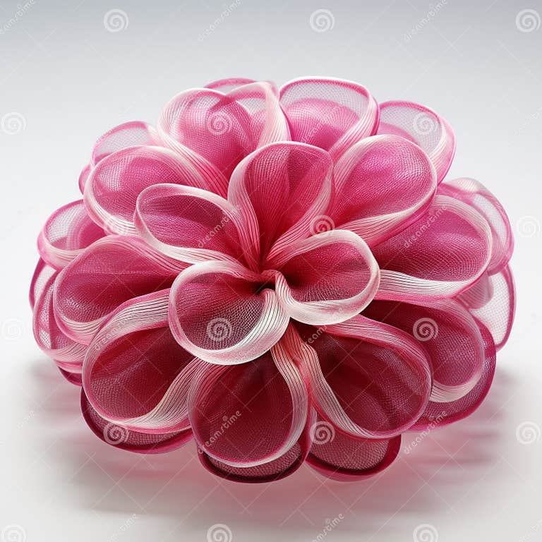 3d Organza Pattern Decorated Round Pink Ribbon Petal Model Stock ...
