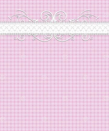 Pink White Gingham Pattern, Lace, Flourish Stock Illustration ...