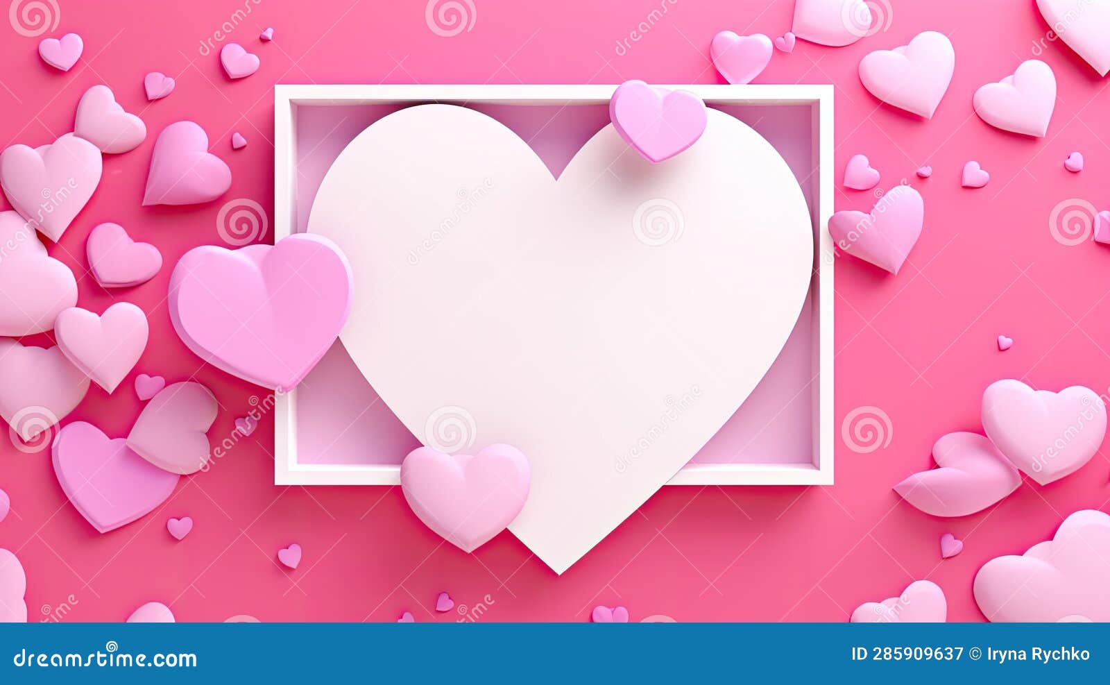 Pink and White Heart on Pink Background, Paper Cut Stock Illustration ...