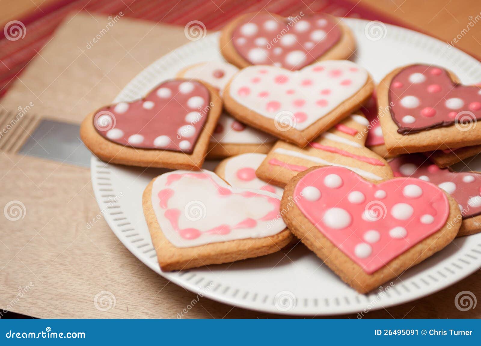 Pink and White Heart Cookies Stock Image - Image of decoration, frosted ...