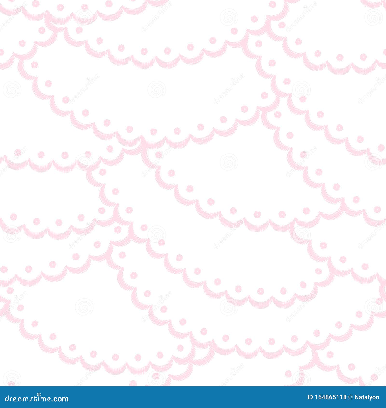 Pink and White Scalloped Lacy Edge Embroidery, Seamless Pattern, Vector ...