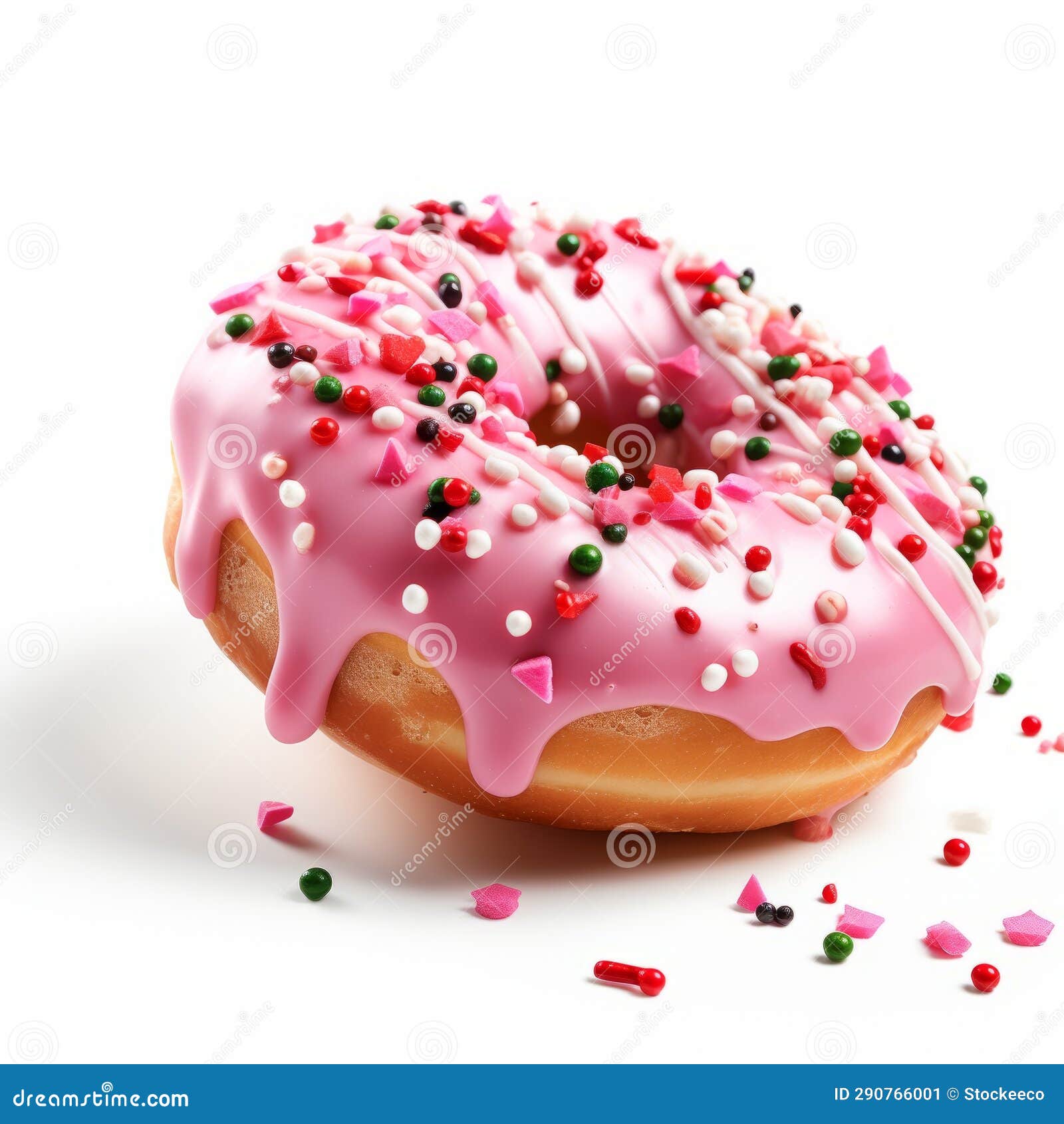 Pink Sprinkle Donut On White Background Stock Image | CartoonDealer.com ...