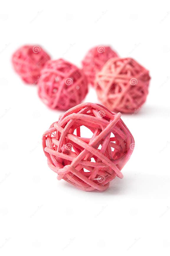 Pink Wicker Ball Over White Stock Photo - Image of wicker, home: 29868602