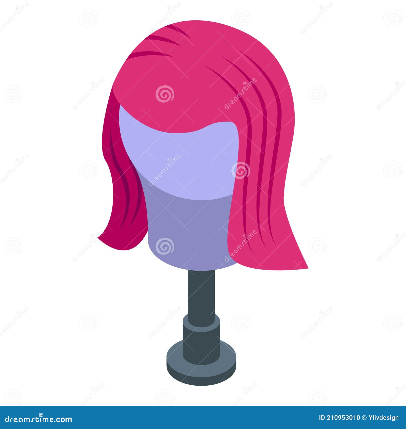 Pink Wig Icon, Isometric Style Stock Vector - Illustration of hair ...