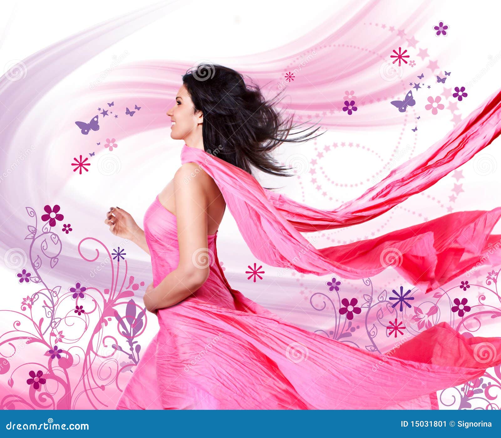 Pink wind 3 stock image. Image of alone, green, enjoying - 15031801