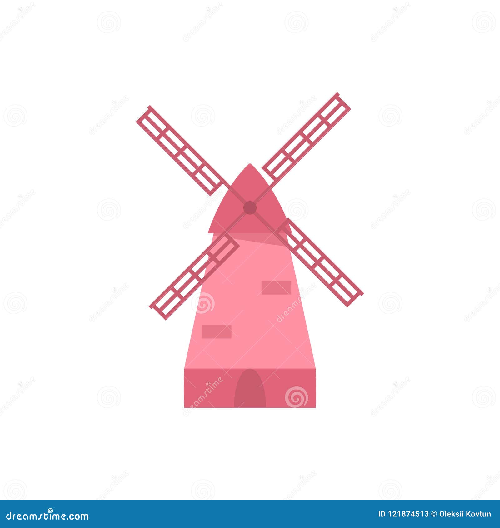 Pink Windmill icon. Vector stock vector. Illustration of flour - 121874513