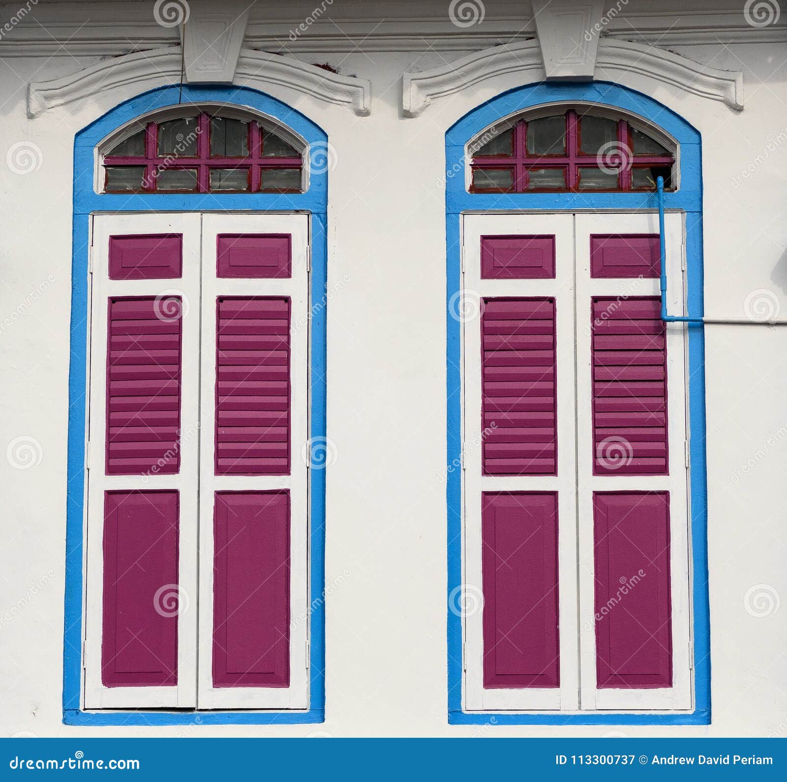 Pink Shutters in Singapore stock image. Image of ornate - 113300737