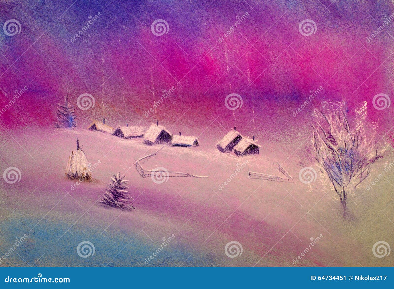 Pink winter sunset stock image. Image of cloud, evening - 64734451