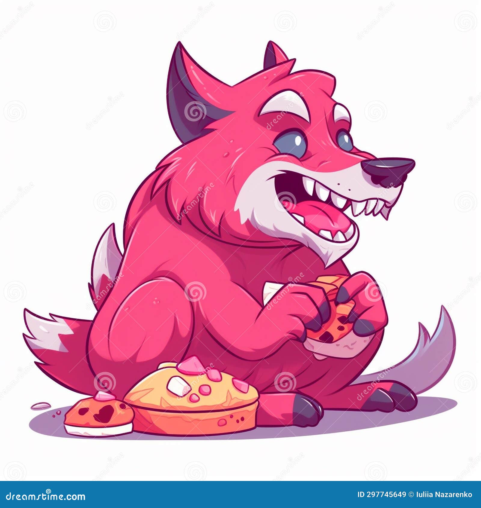 Pink Wolf Gobbling on a Light Colored Background. AI Generated Stock ...