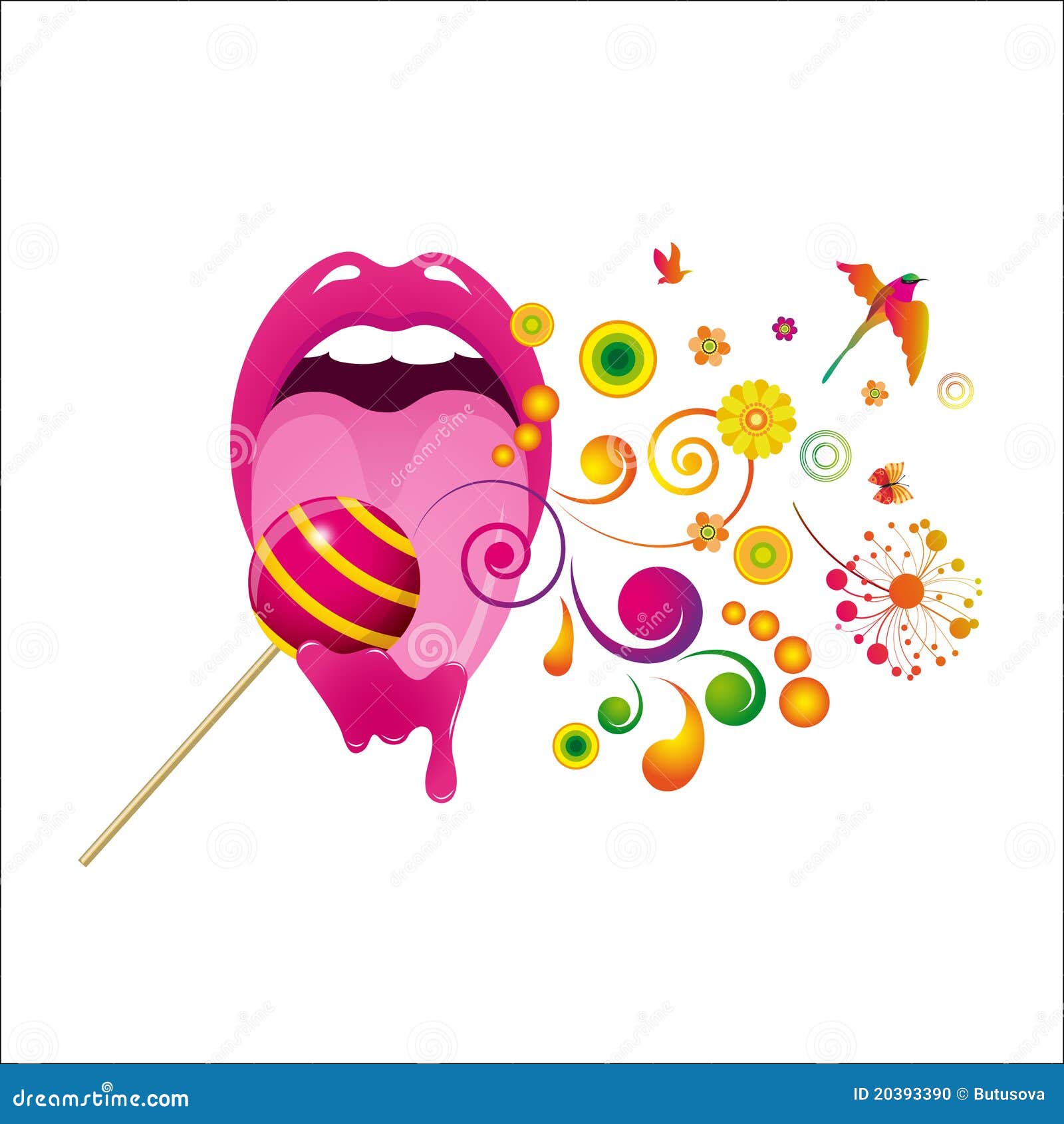 Pink Woman S Lips and Candy Stock Illustration - Illustration of teeth ...