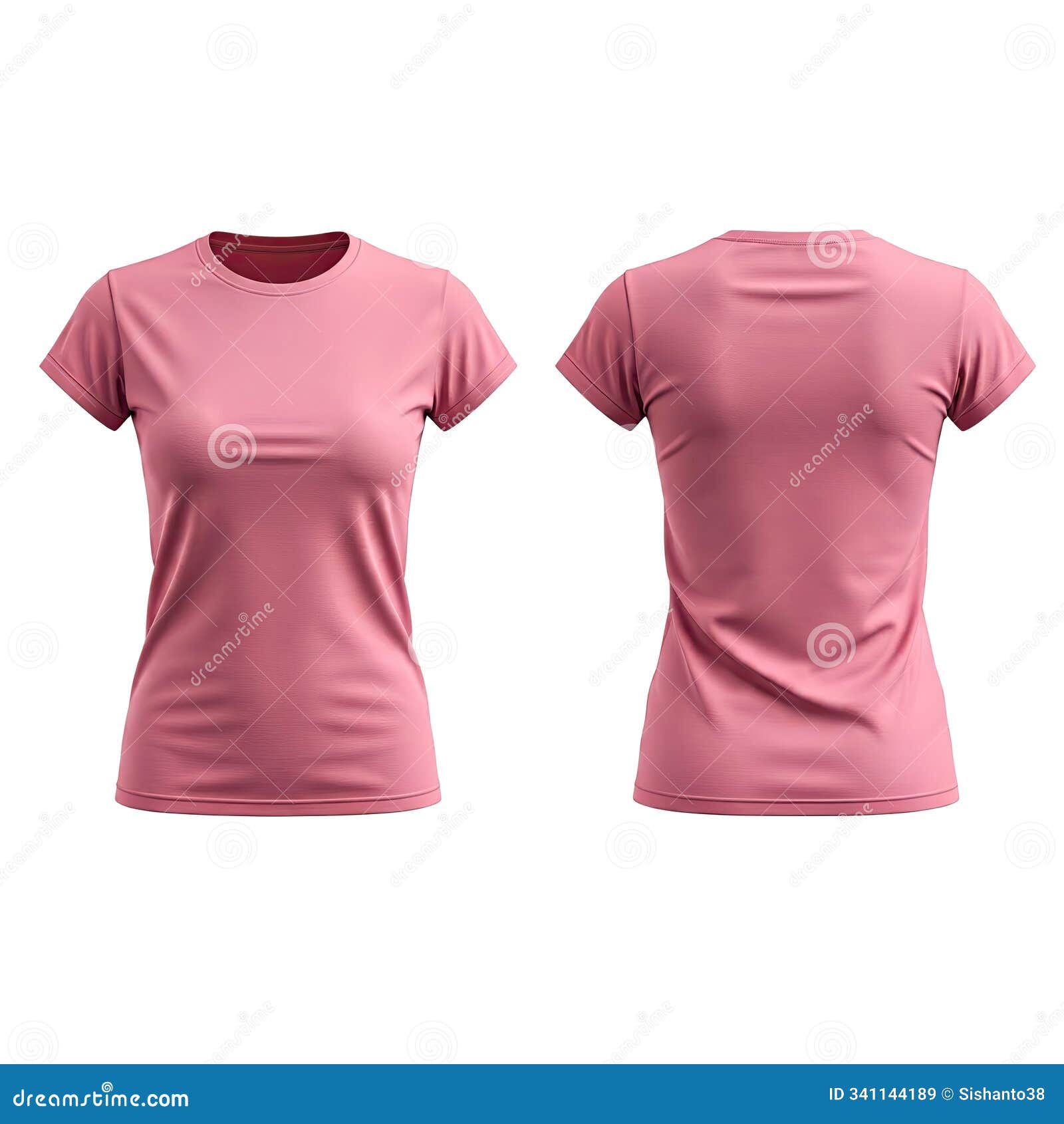 Pink Women S T-Shirt Front and Back View Stock Illustration ...
