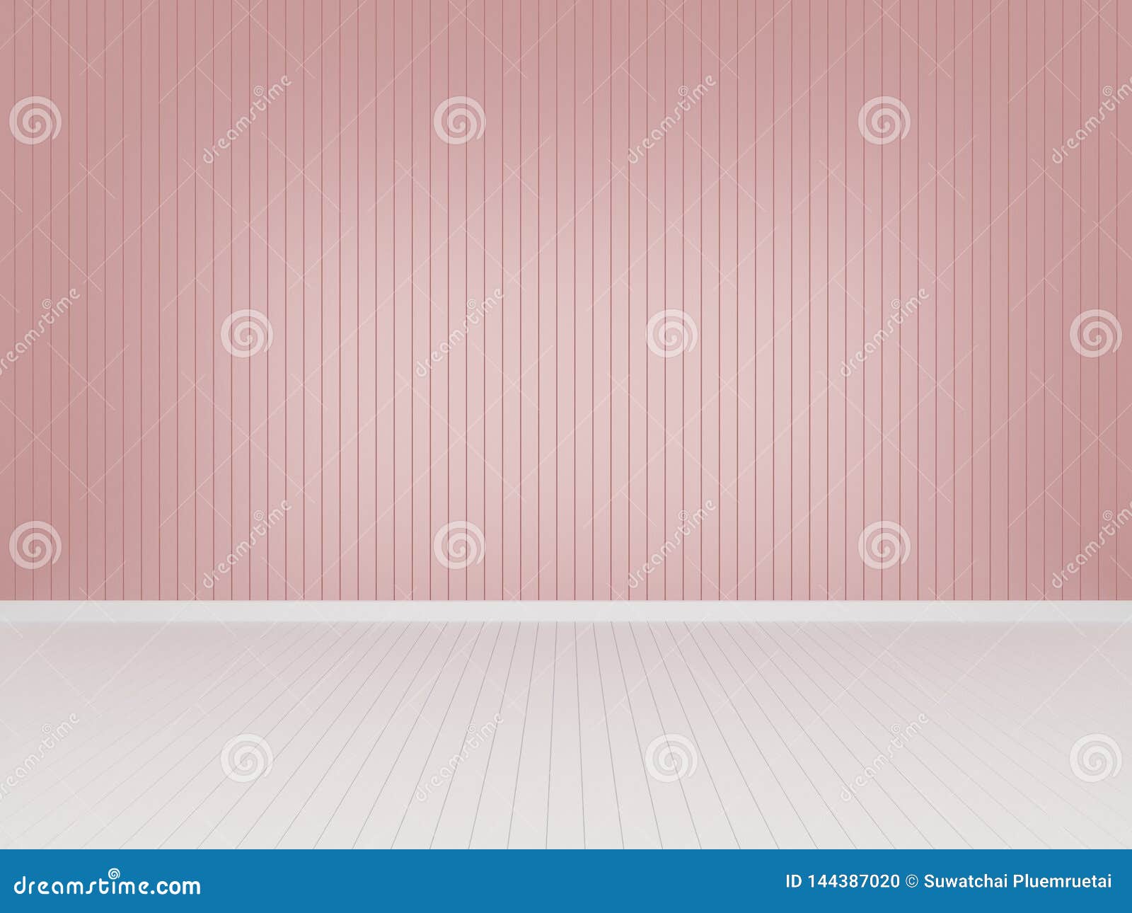 Pink Wood Wall with White Wood Floor ,3d Rendering Stock Illustration ...