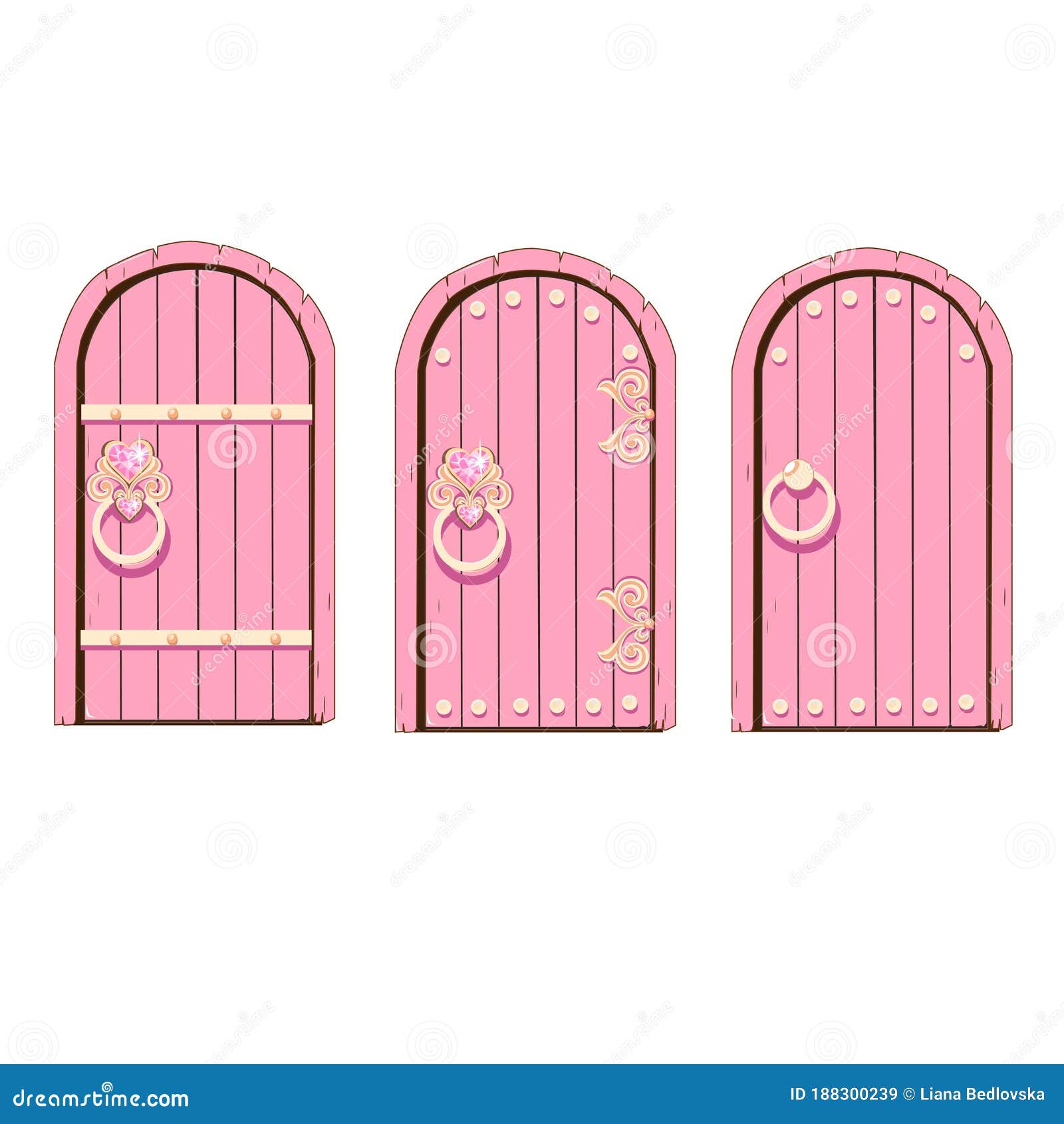 Fairytale Pink Door of a Beautiful Princess Stock Vector - Illustration ...