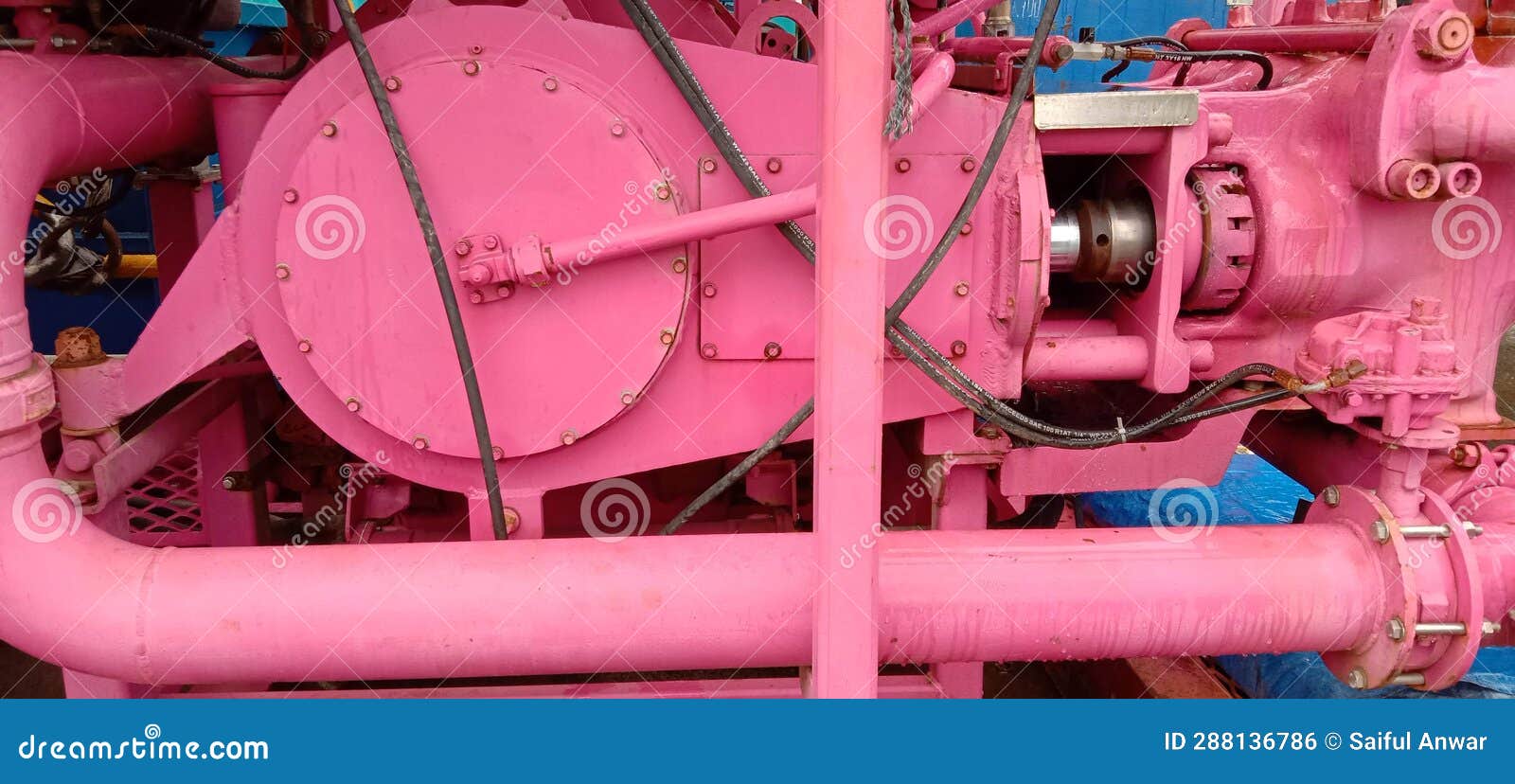 Pink Work Equipment on a Very Large Generator Engine Stock Photo ...