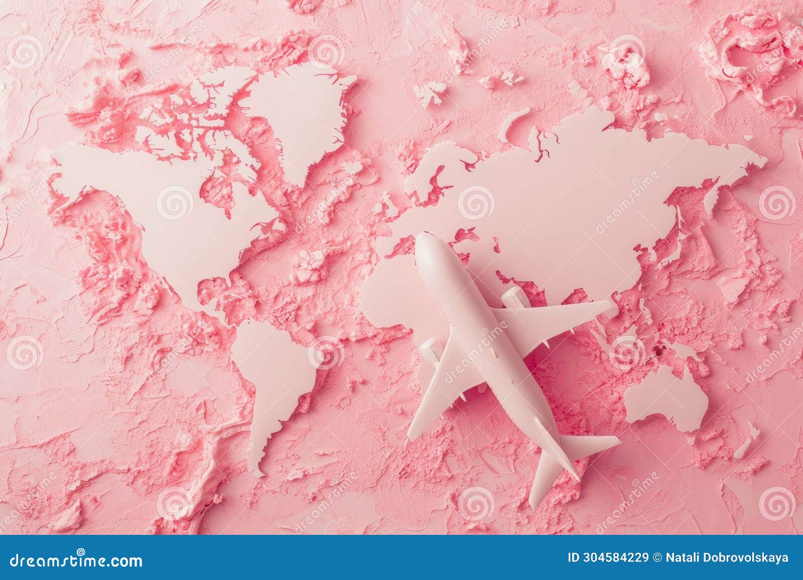 A Pink World Map with an Airplane on it, in the Style of Pop Inspo ...