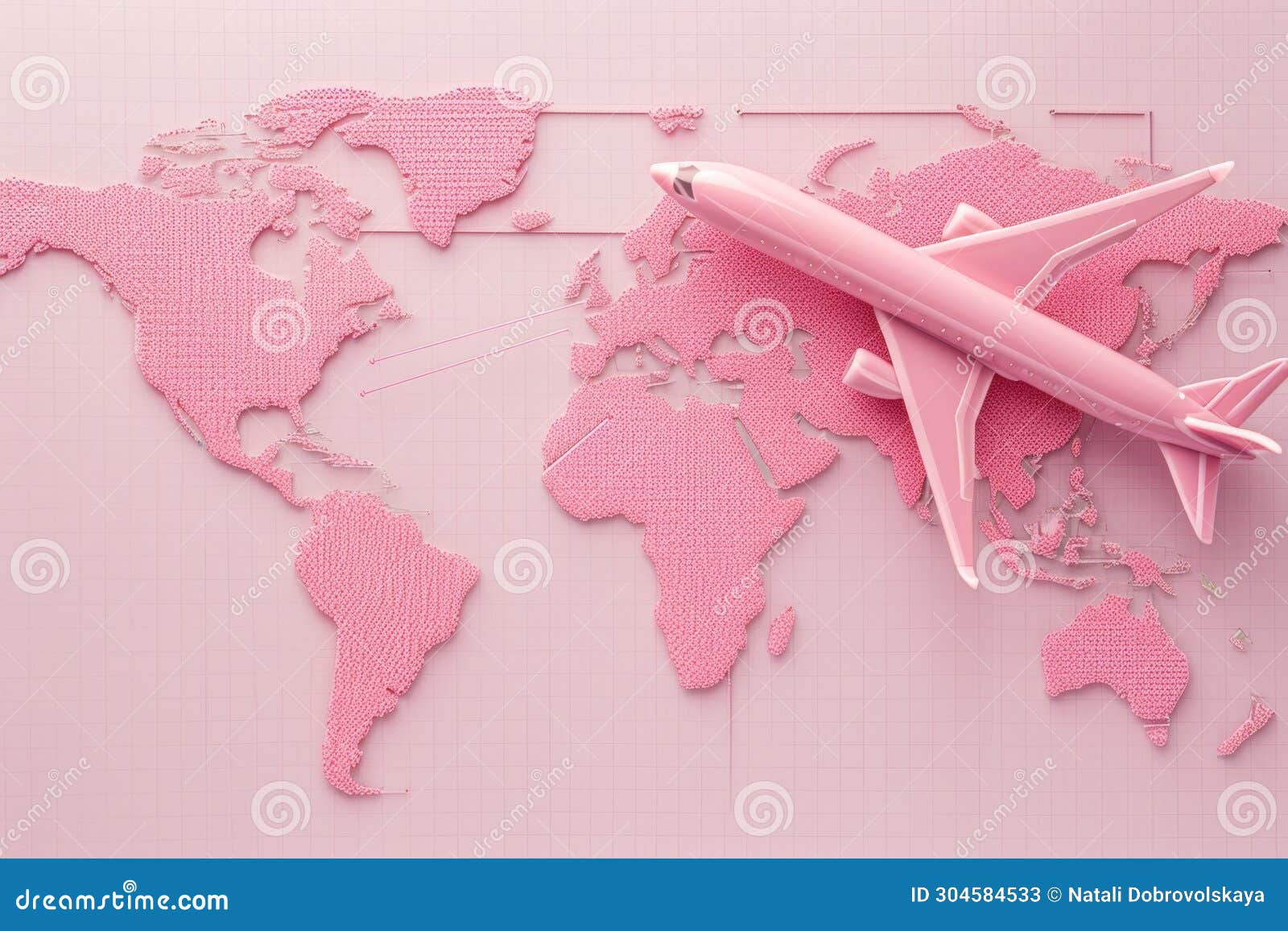 A Pink World Map with an Airplane on it, in the Style of Pop Inspo ...