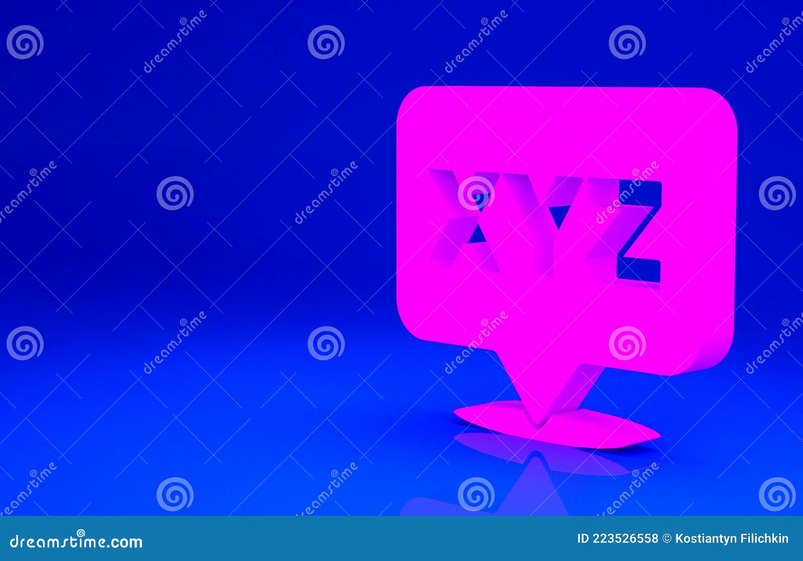 Pink XYZ Coordinate System Icon Isolated on Blue Background. XYZ Axis ...