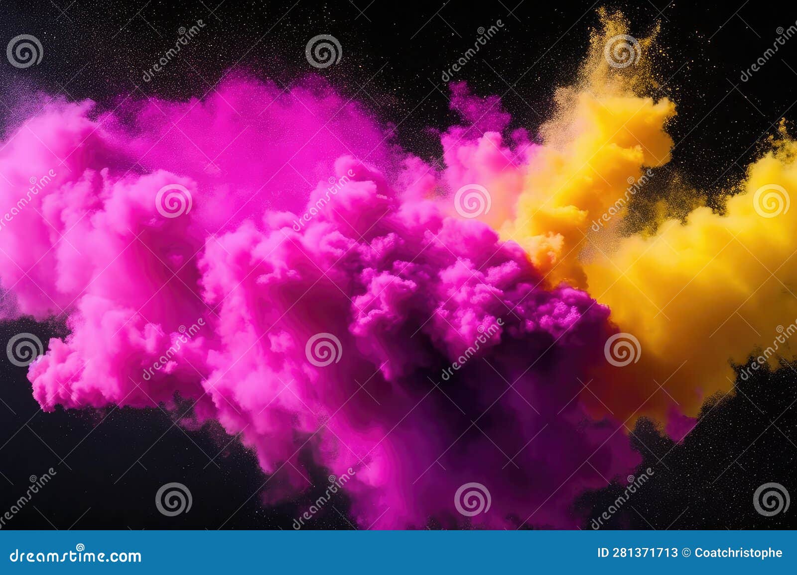 Pink and Yellow Dust Cloud Colliding Stock Illustration - Illustration ...