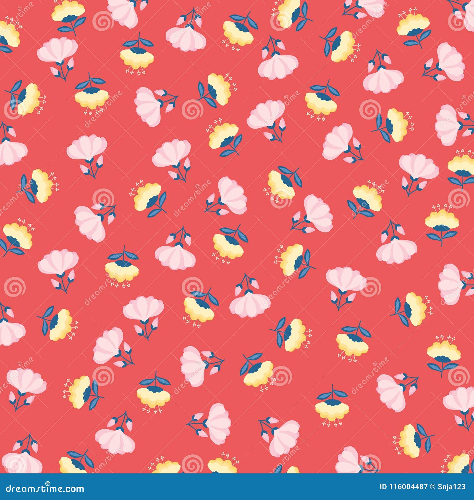 Pink and Yellow Flower Pattern - Vector Eps10 Stock Vector ...