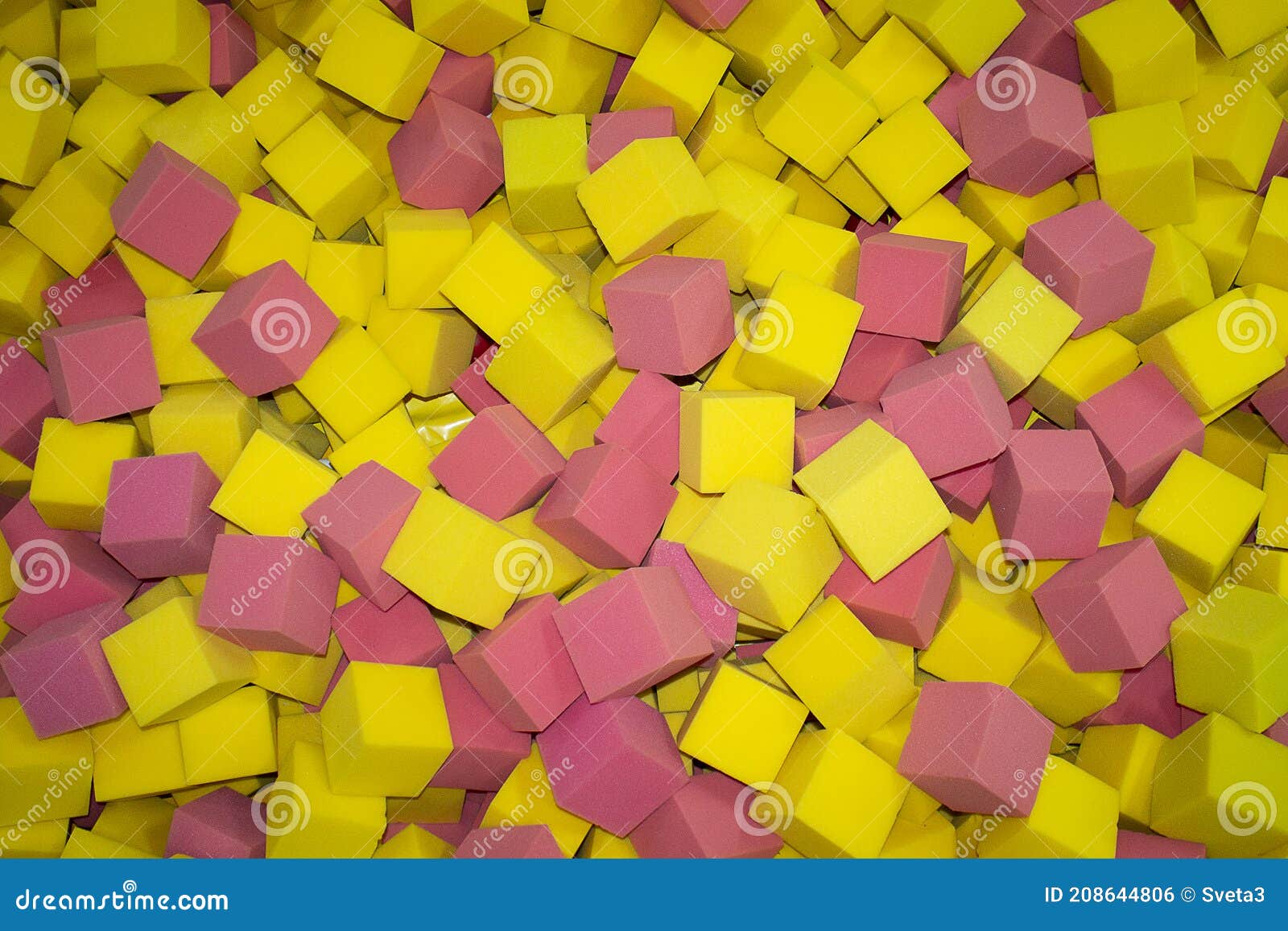 Pink and Yellow Foam Cubes . Stock Photo - Image of game, square: 208644806