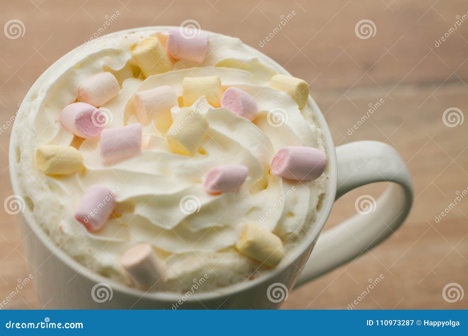 Pink and Yellow Marshmallow in White Cream Stock Image - Image of white ...