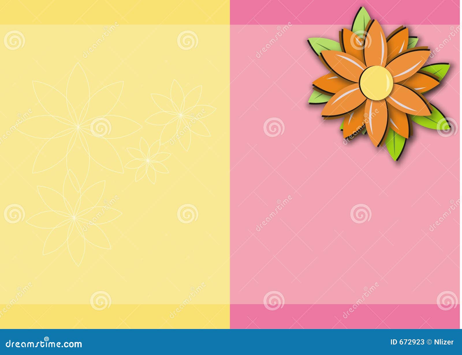 Pink Yellow Orange Daisy Background Frame Stock Illustration ...