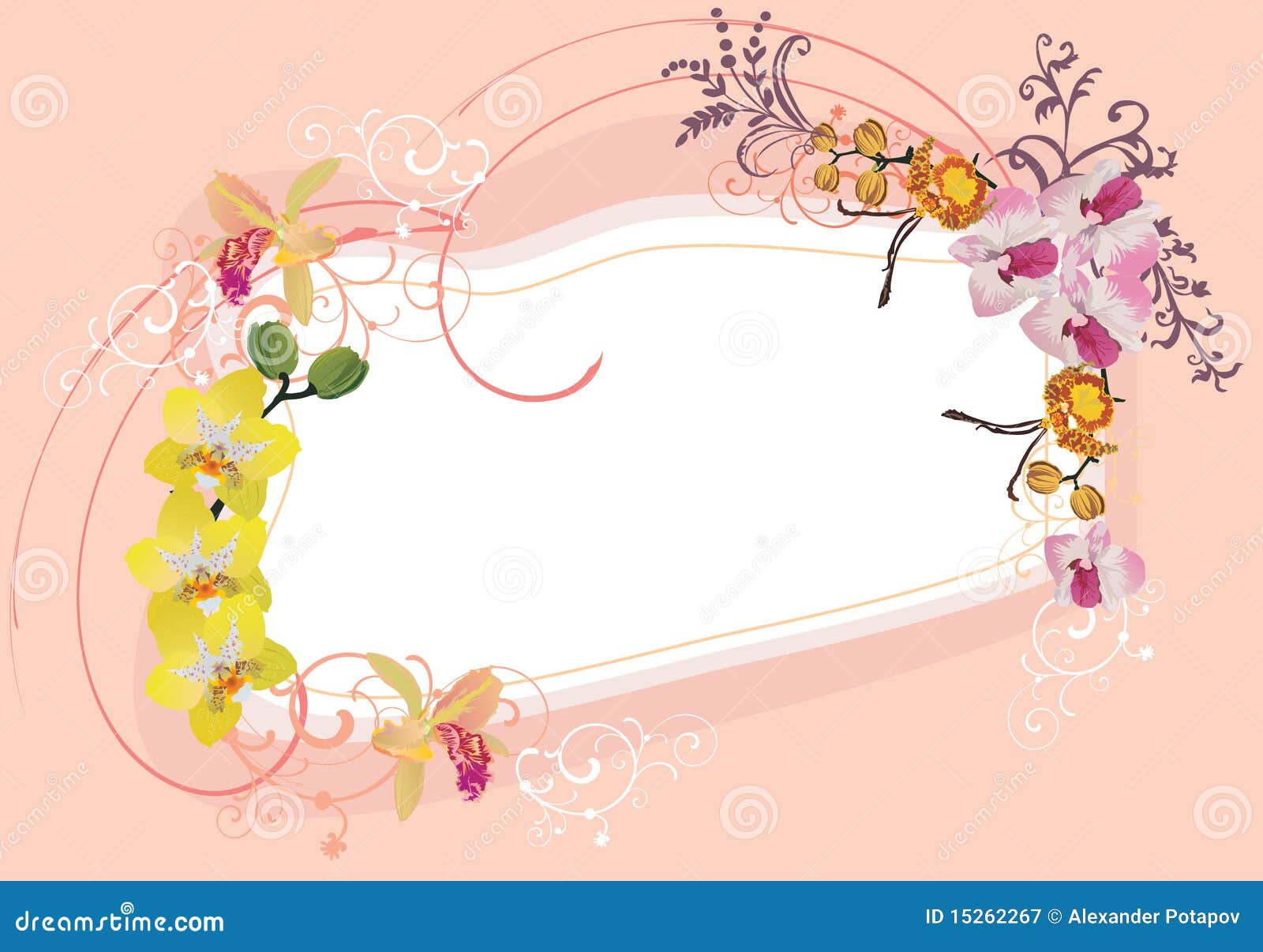 Pink and Yellow Orchid Frame Stock Vector - Illustration of nature ...