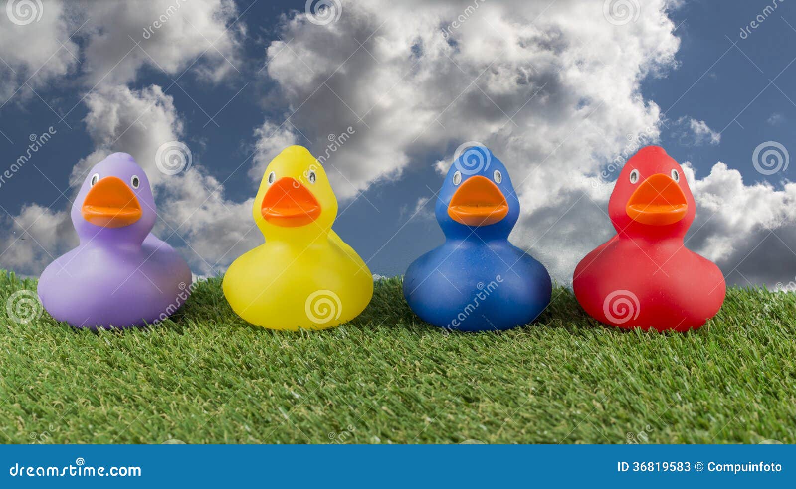 Pink Yellow Red and Blue Ducks Stock Image - Image of pink, lastic ...