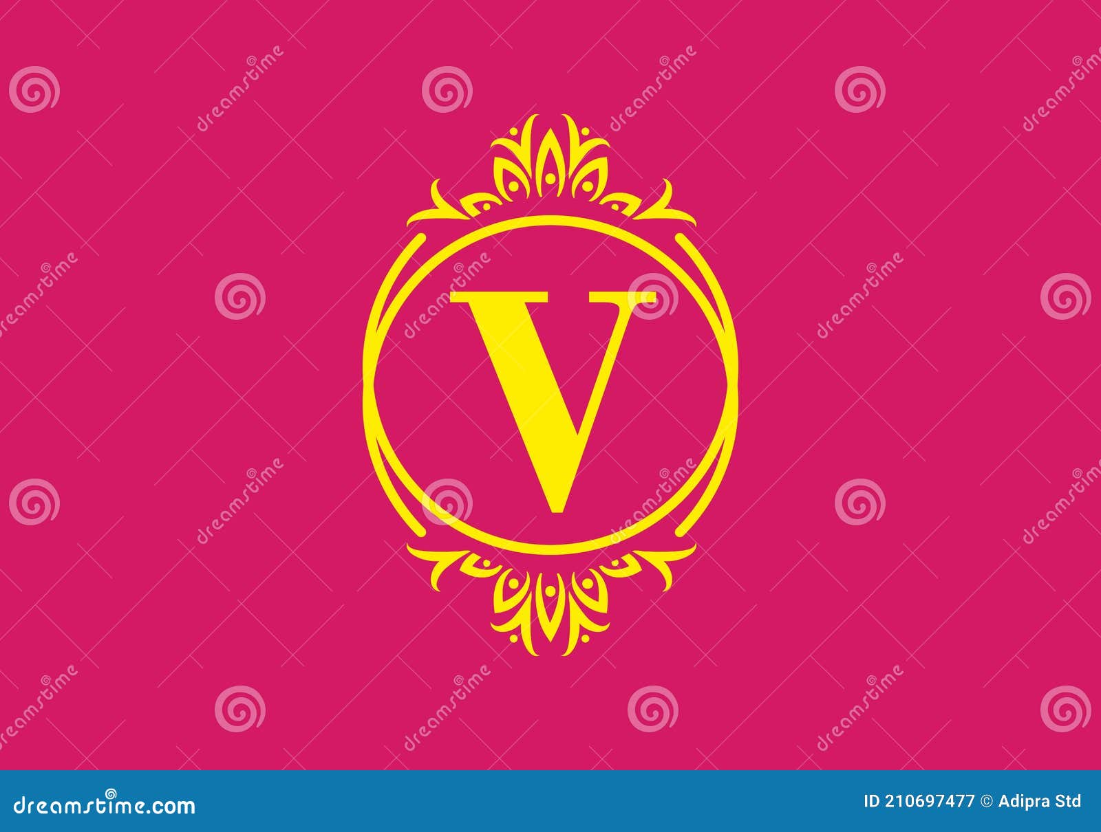 Pink Yellow of V Initial Letter in Frame Stock Vector - Illustration of ...