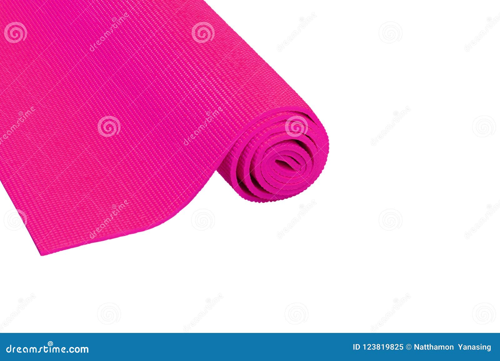 Pink Yoga Mat Isolated on White Background Stock Image - Image of ...